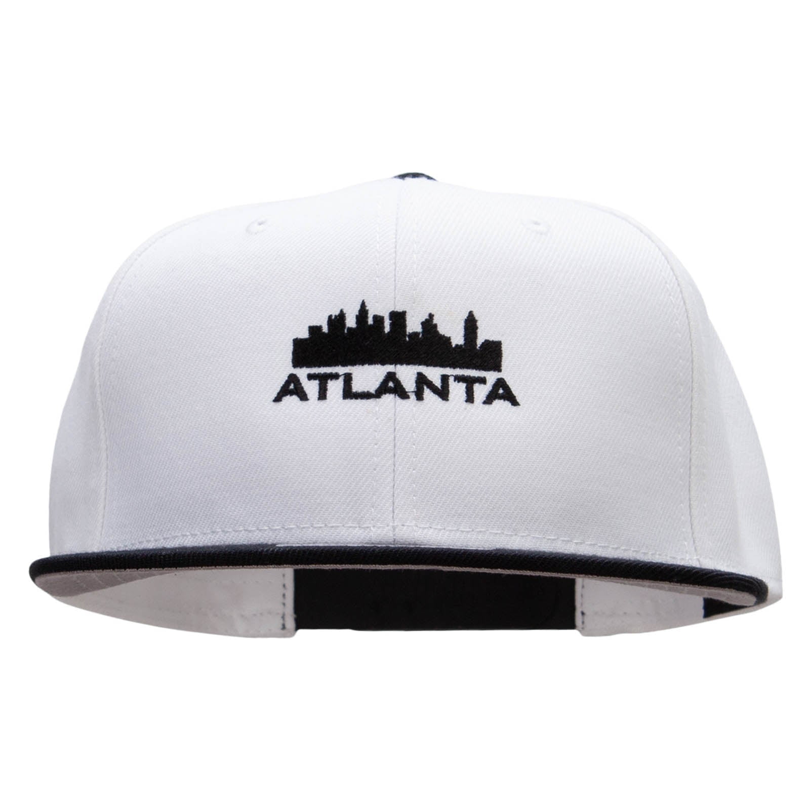 Atlanta Embroidered Wool Blend Pro Style Snapback Cap - Black White ...