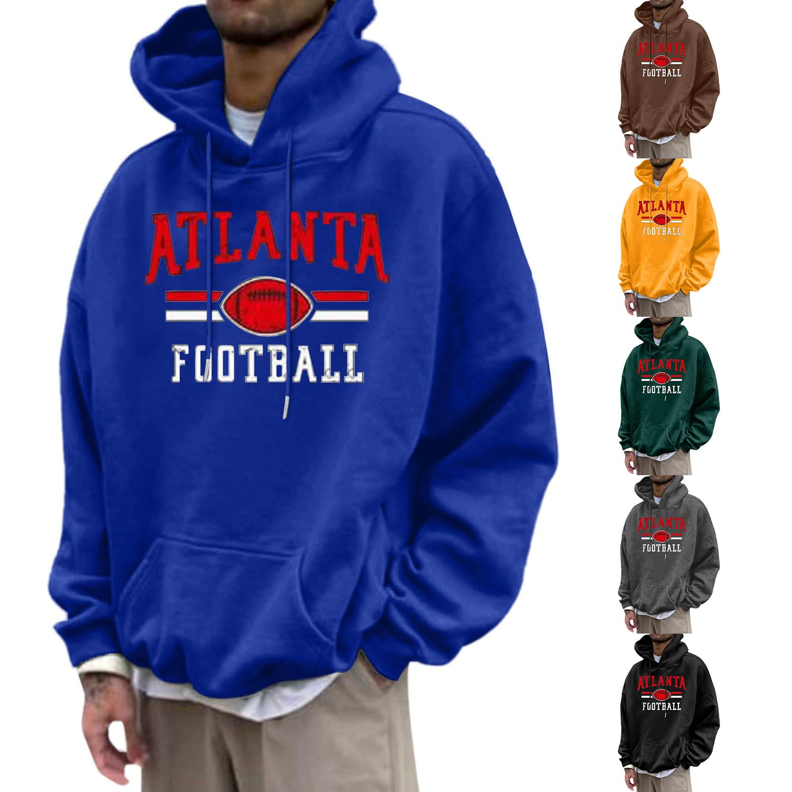 Atlanta Football Men's Letter Print Hoodie - Long Sleeve Casual Daily ...