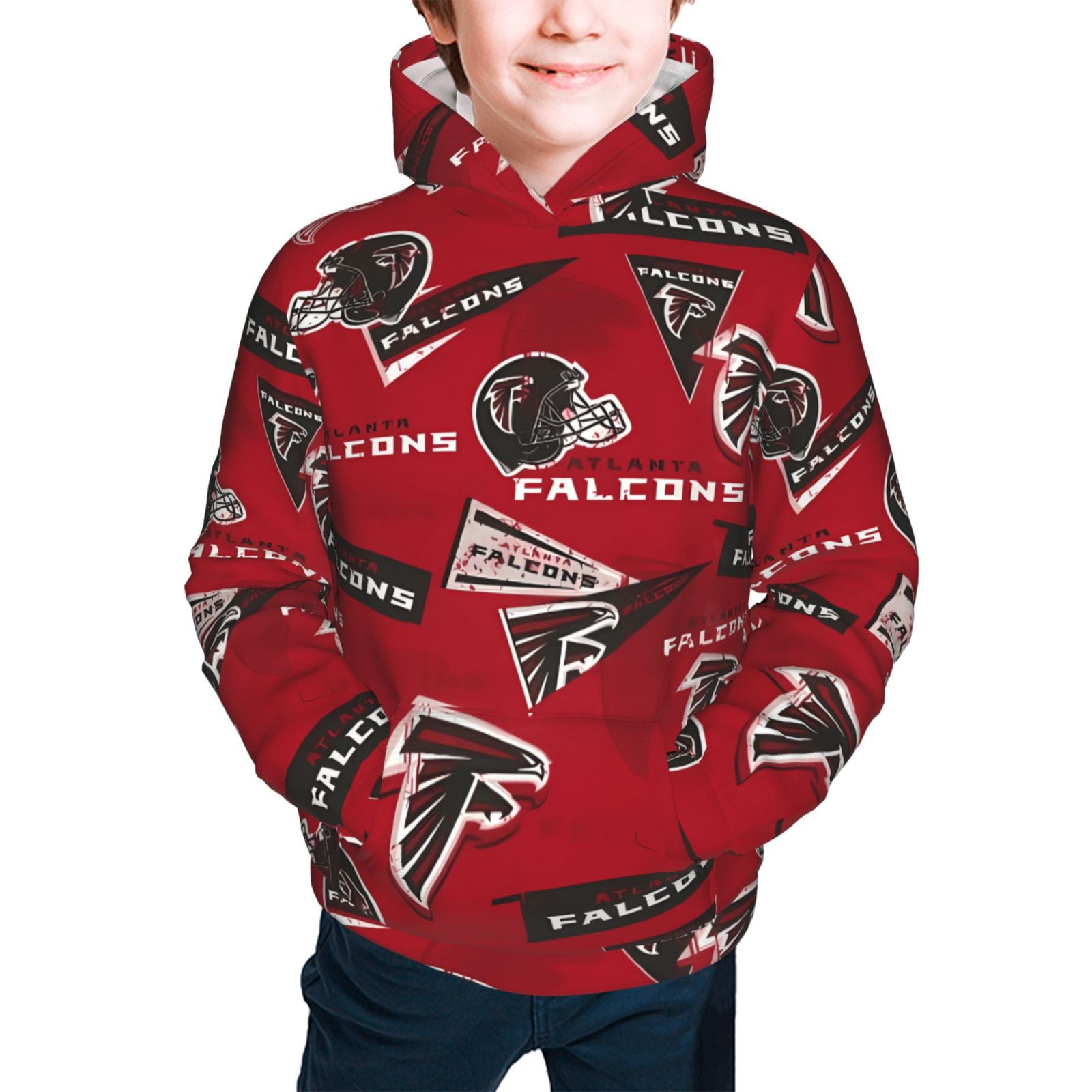 Atlanta Football Print Youth Hoodie–3D Digital Graphic Design for Kids ...