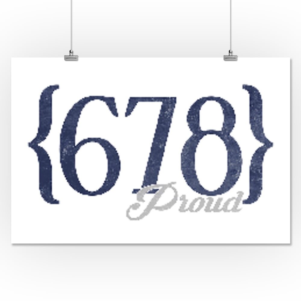 Atlanta, Georgia - 678 Area Code (Blue) - Lantern Press Artwork (16x24 ...