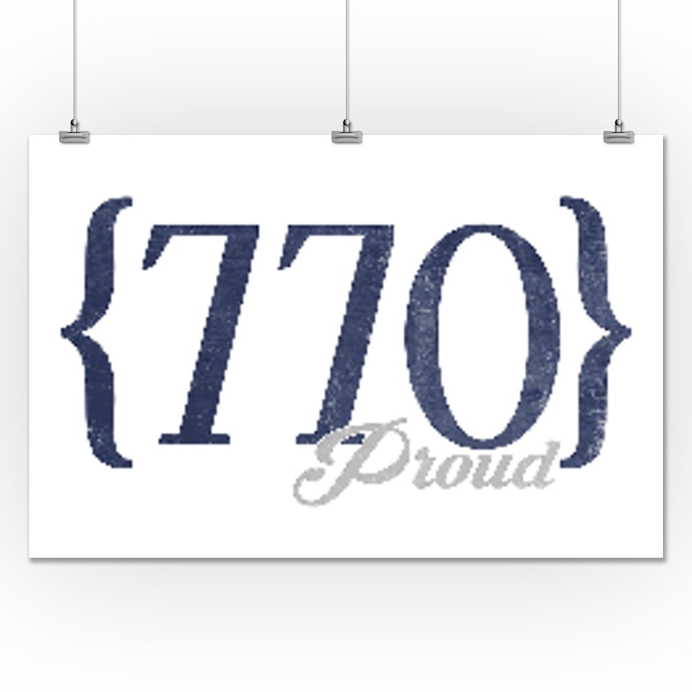 Atlanta, Georgia - 770 Area Code (Blue) - Lantern Press Artwork (24x36 ...