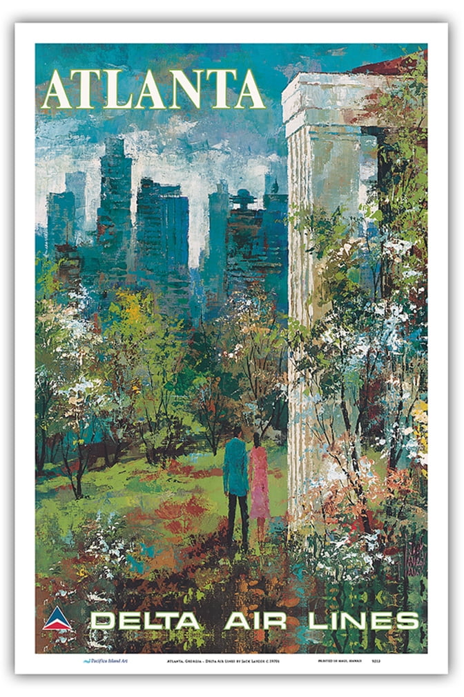 Atlanta Georgia - Delta Air Lines - Vintage Airline Travel Poster by ...