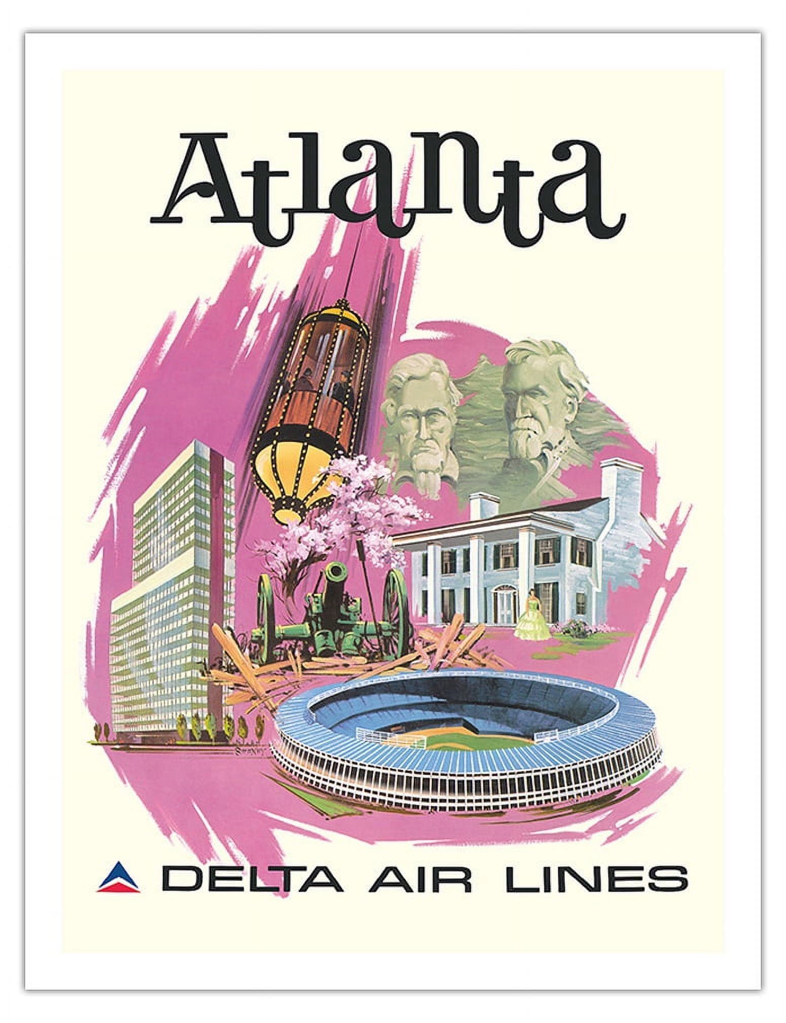 Atlanta Georgia - Delta Air Lines - Vintage Travel Poster by Fred ...