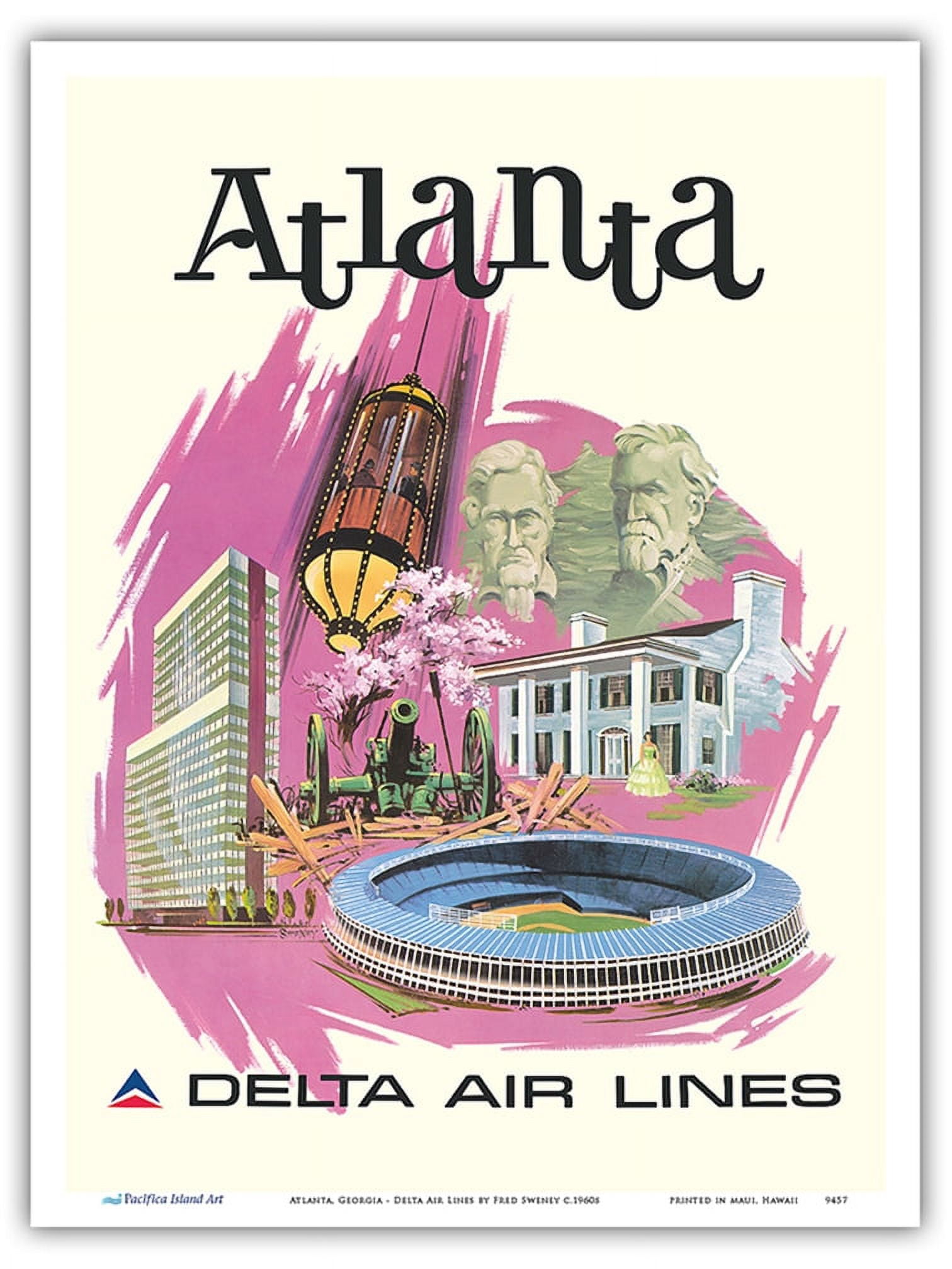 Atlanta Georgia - Delta Air Lines - Vintage Travel Poster by Fred ...
