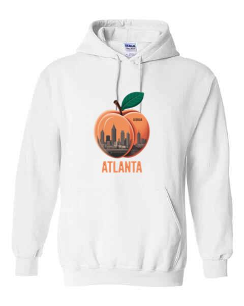 Atlanta Georgia Peach Skyline Hoodie Retro City Graphic Casual Style up ...