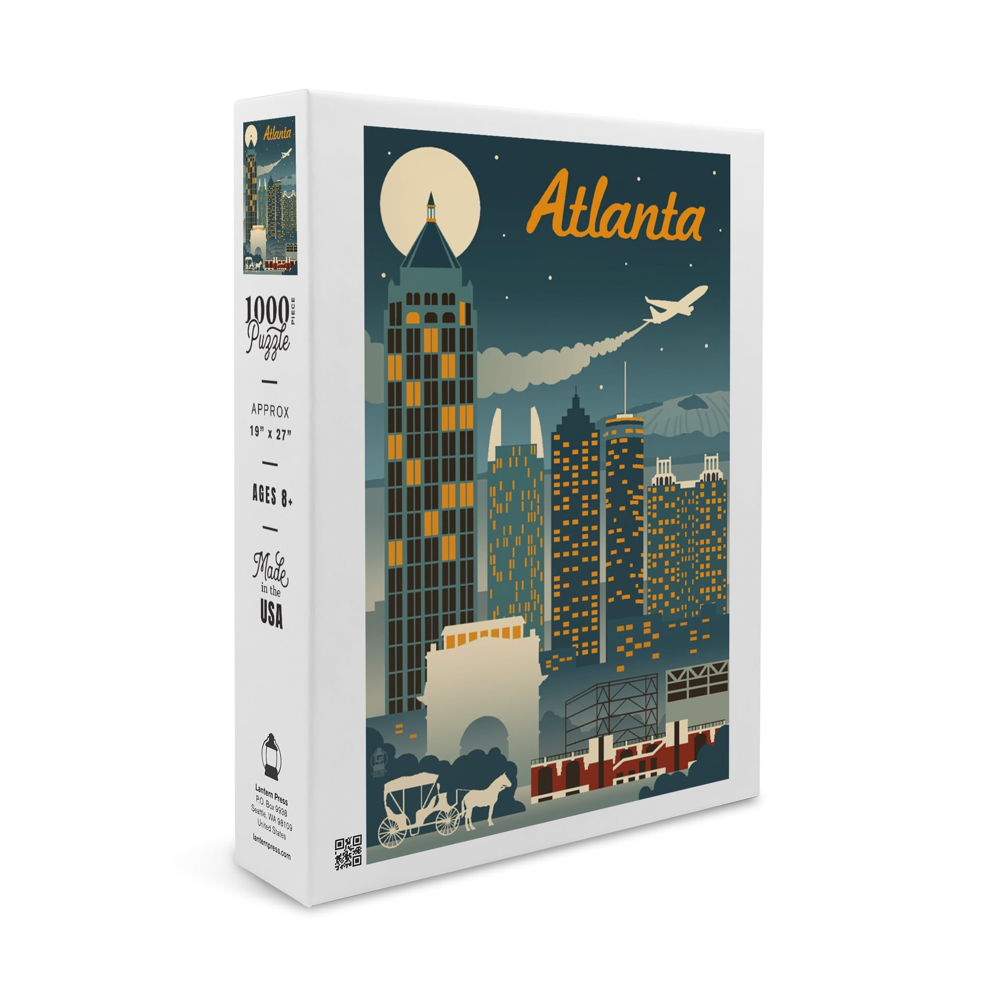 Atlanta, Georgia, Retro Skyline (1000 Piece Puzzle, Size 19x27 ...
