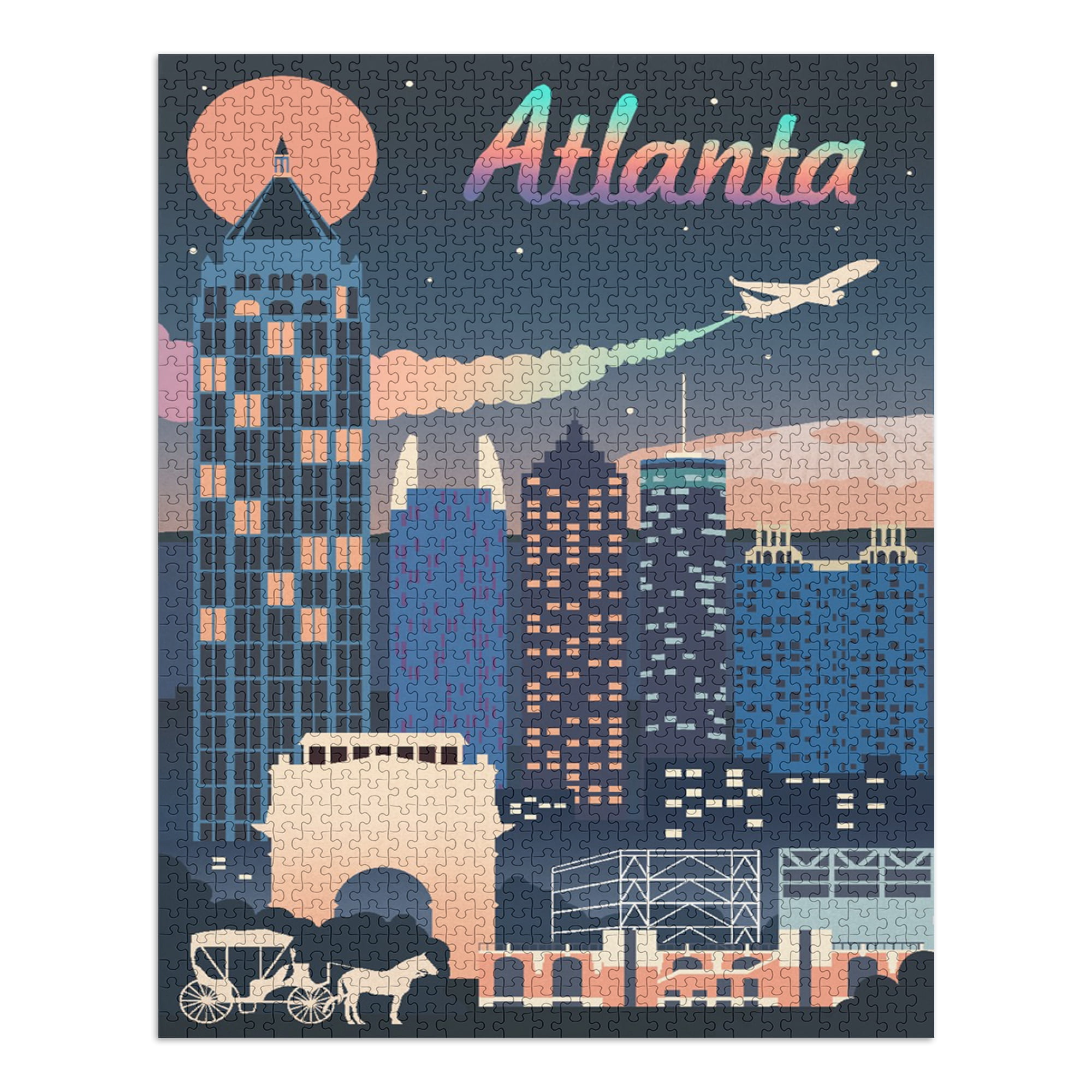 Atlanta, Georgia, Retro Skyline Chromatic Series (1000 Piece Puzzle ...