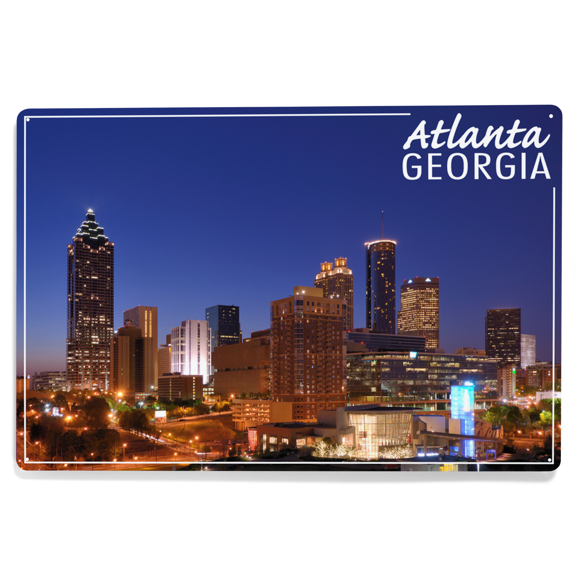 Atlanta, Georgia, Skyline at Night (12x18 Aluminum Art, Indoor Outdoor ...