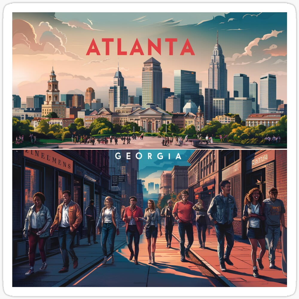 Atlanta,Georgia Sticker Phone Decal Water Bottle Stickers Car Decals ...