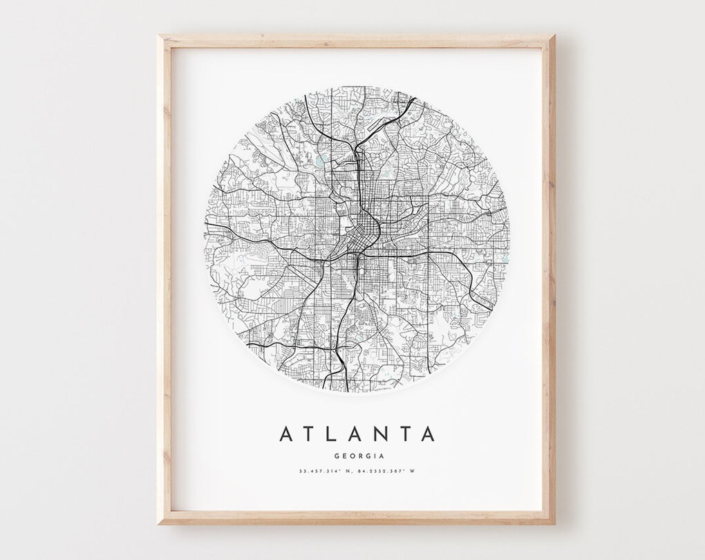 Atlanta Map Print, Atlanta Map Poster City Wall Art, Ga Road Map ...