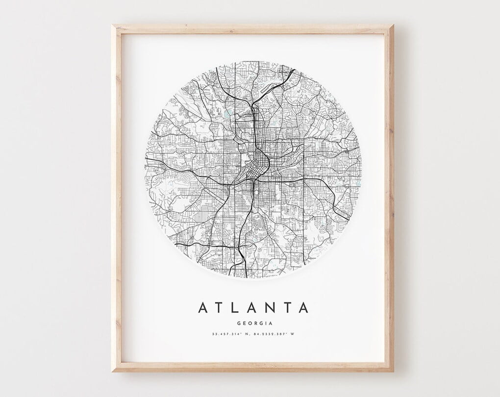 Atlanta Map Print, Atlanta Map Poster City Wall Art, Ga Road Map ...