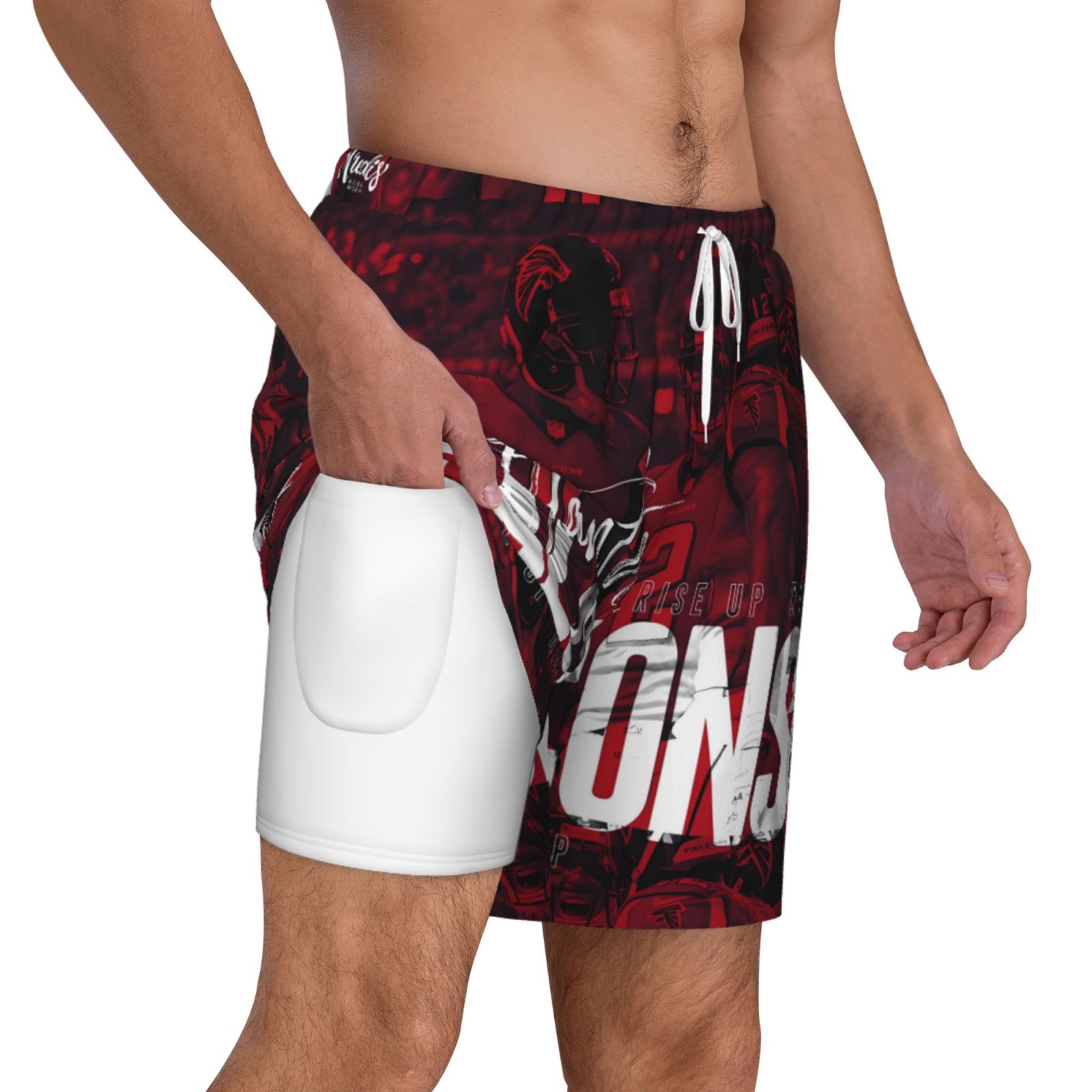 Atlanta Men's Double-layer Beach Shorts Quick Dry Dive Swim Boardshorts ...