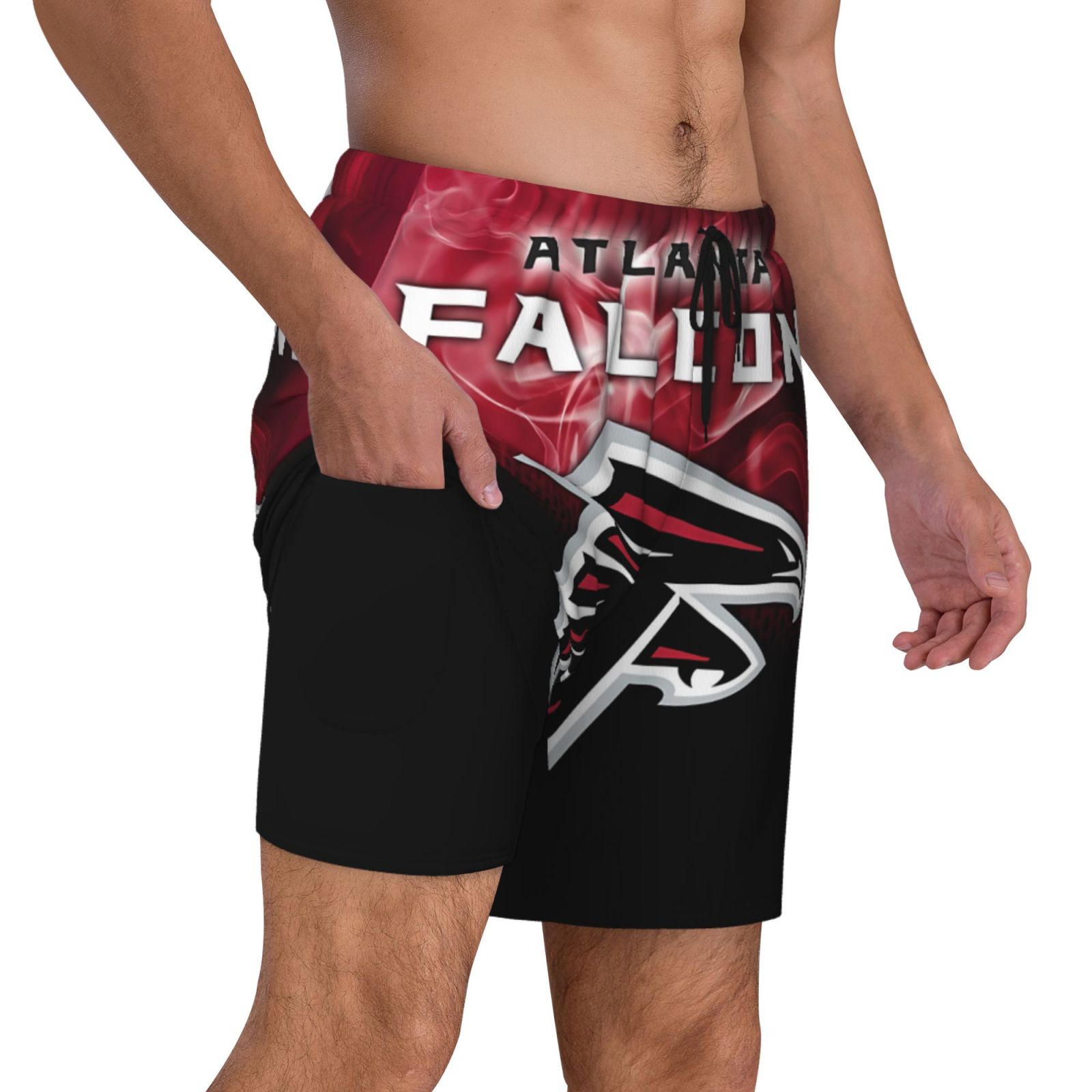 Atlanta Men's Double-layer Beach Shorts Quick Dry Dive Swim Boardshorts ...