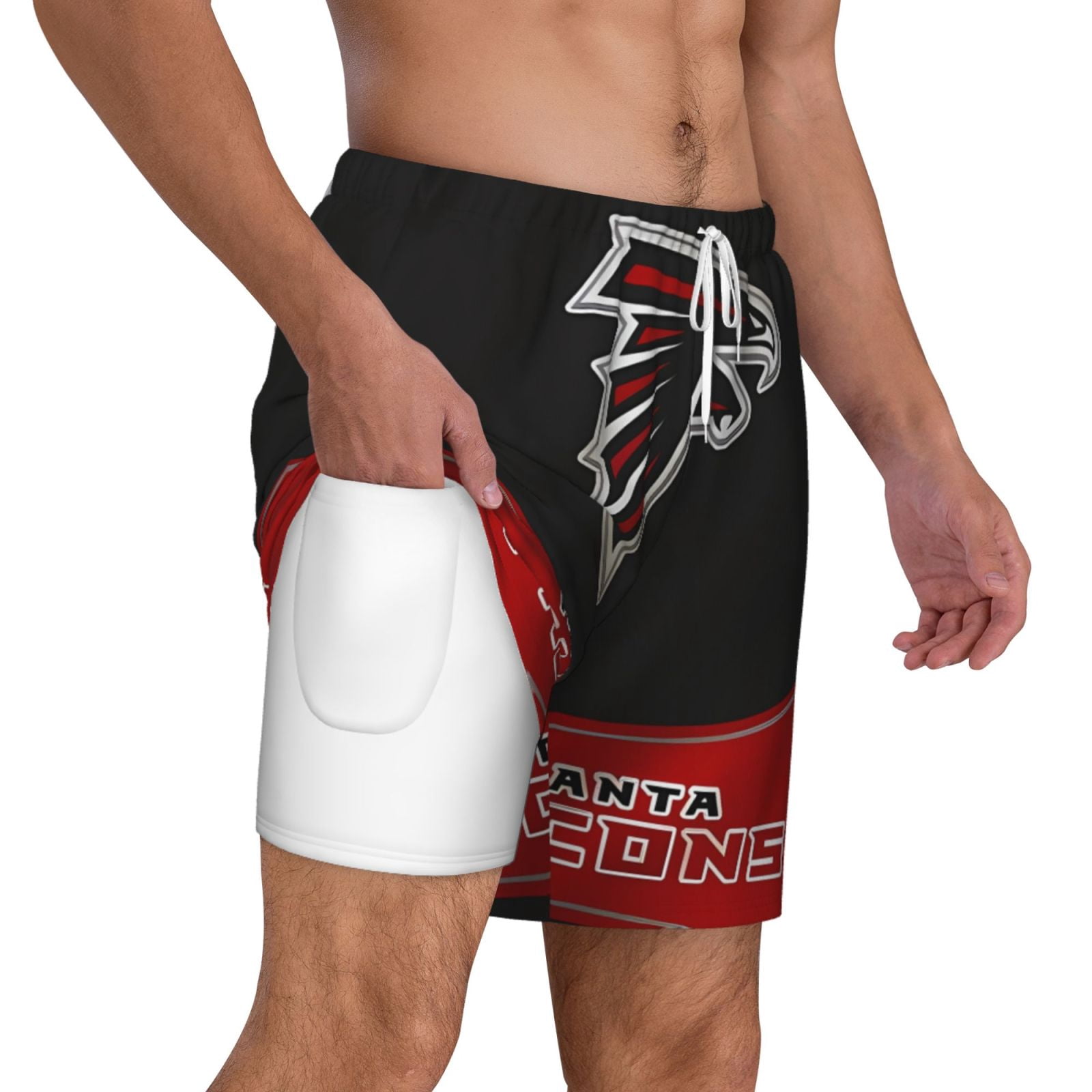 Atlanta Men's Double-layer Beach Shorts Quick Dry Dive Swim Boardshorts ...