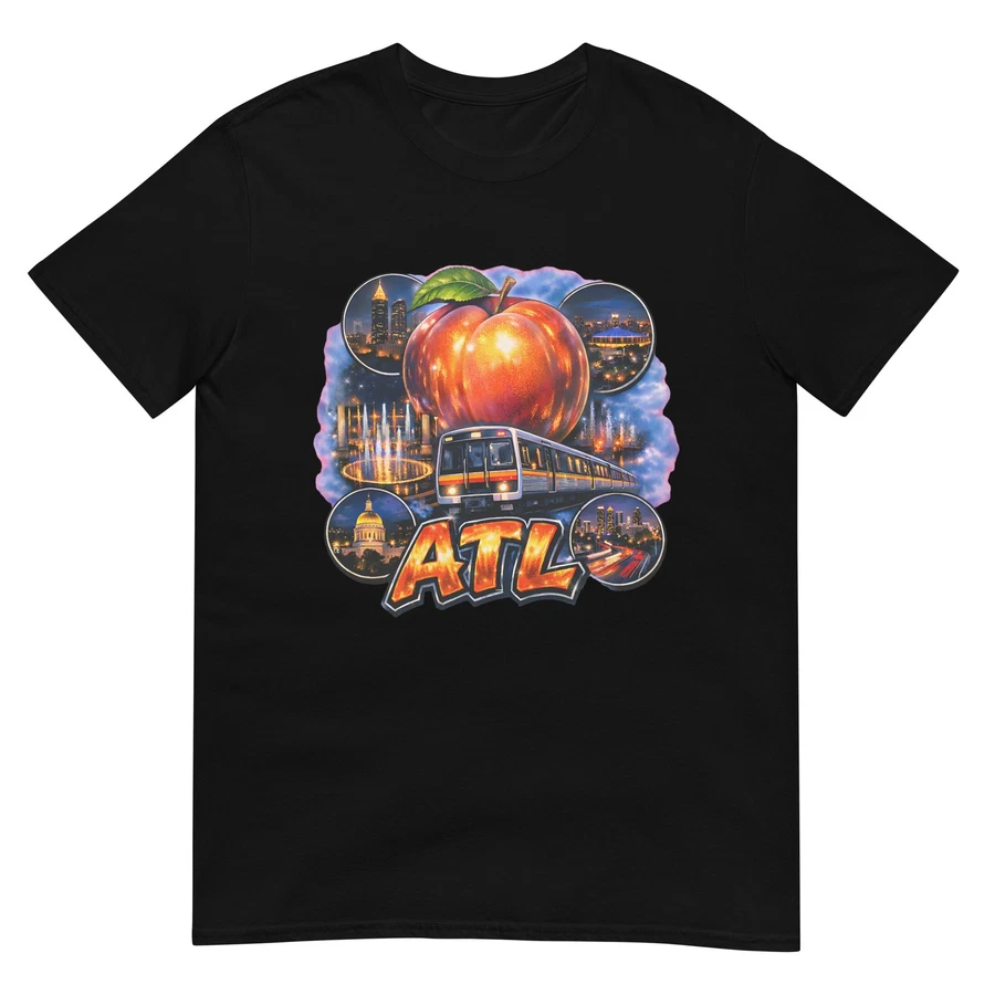 Atlanta Peach Train City Skyline Nightscape Travel ATL Graphic Tee,for ...