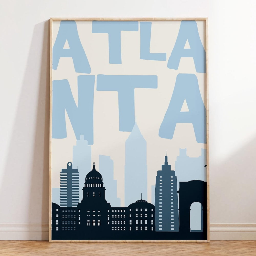 Atlanta Skyline Art Print: Minimalist Georgia Cityscape UNFRAMED PAPER ...