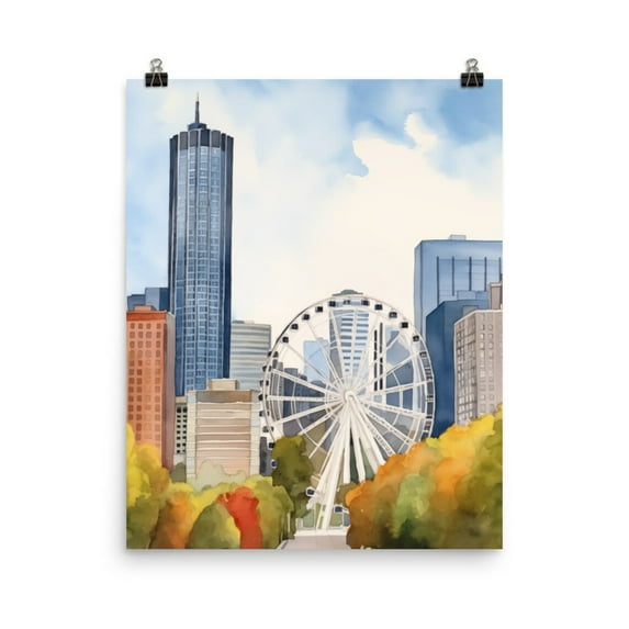 Atlanta Skyline Print, Georgia Cityscape Wall Art, Downtown Atlanta ...