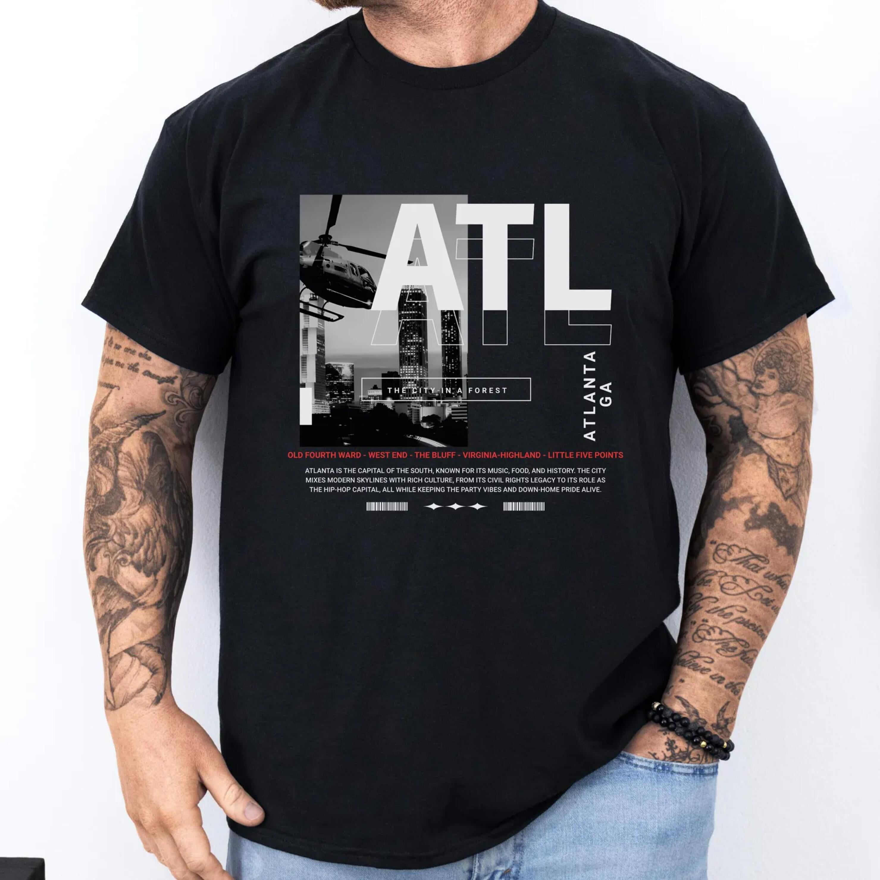 Atlanta Skyline Shirt, ATL Streetwear Celebrating Iconic Neighborhoods ...