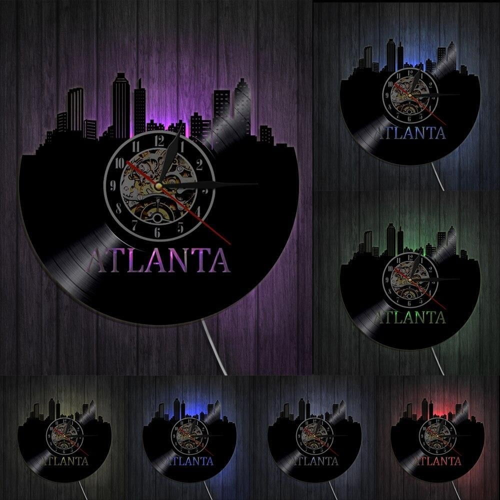 Atlanta Skyline Vinyl Record Clock GA Georgia Wall Art Atlanta Wall ...
