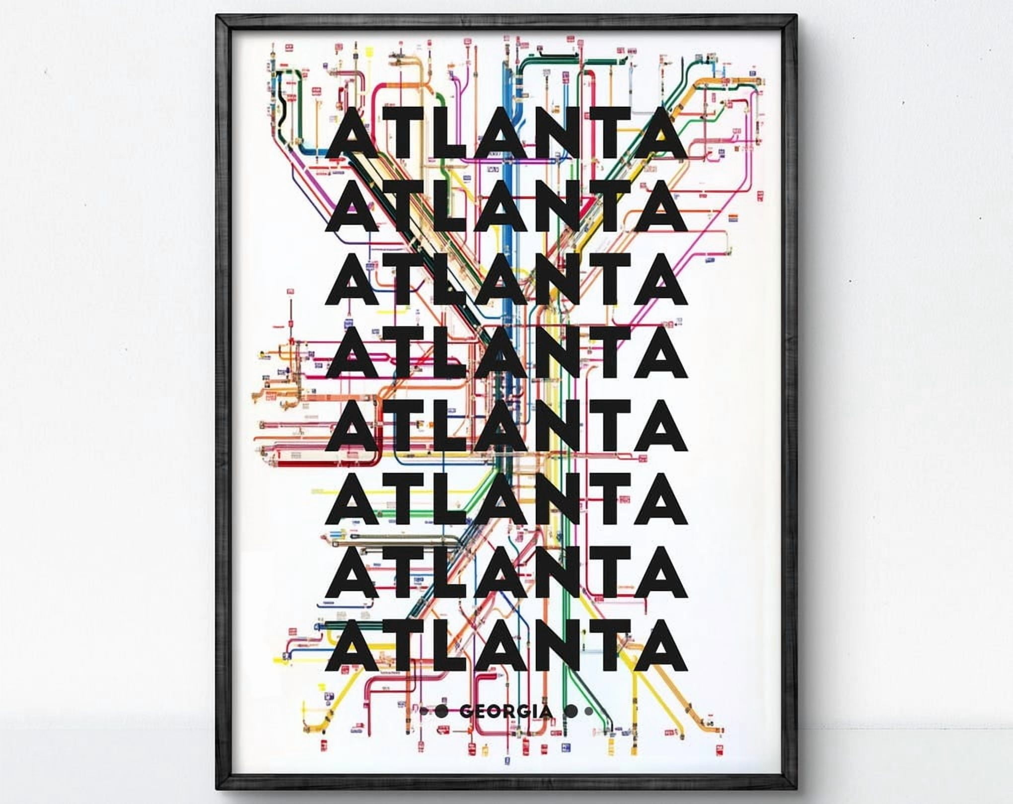 Atlanta Transit Map Poster - Minimalist Atlanta Wall Art - Georgia City ...