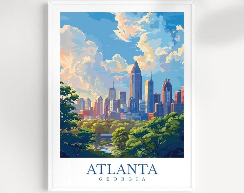 Atlanta Travel Print Georgia Home Decor Usa City Art Print Atlanta Wall ...