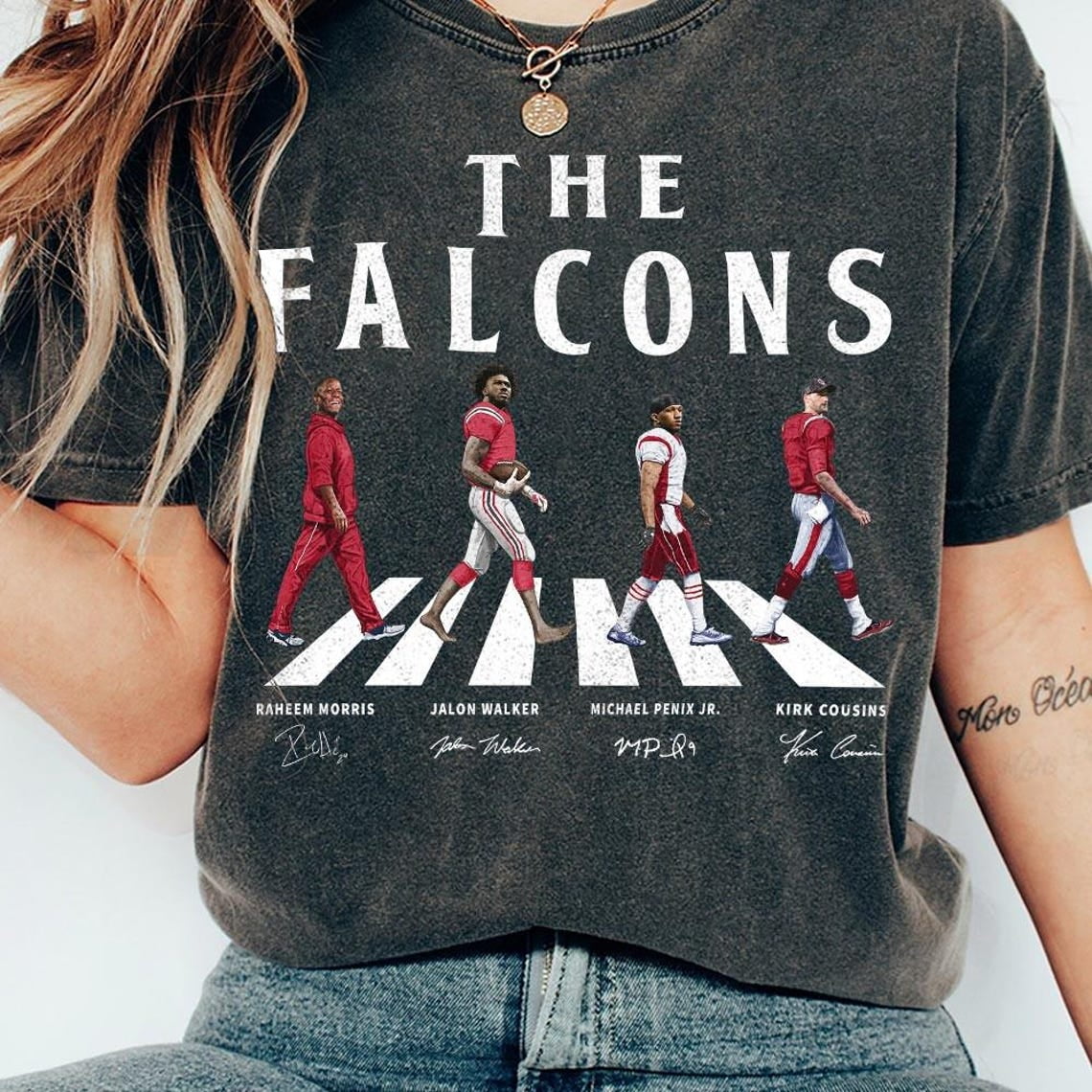 Atlanta Walking Abbey Road Signatures Football Shirt,Dark Heather Color ...