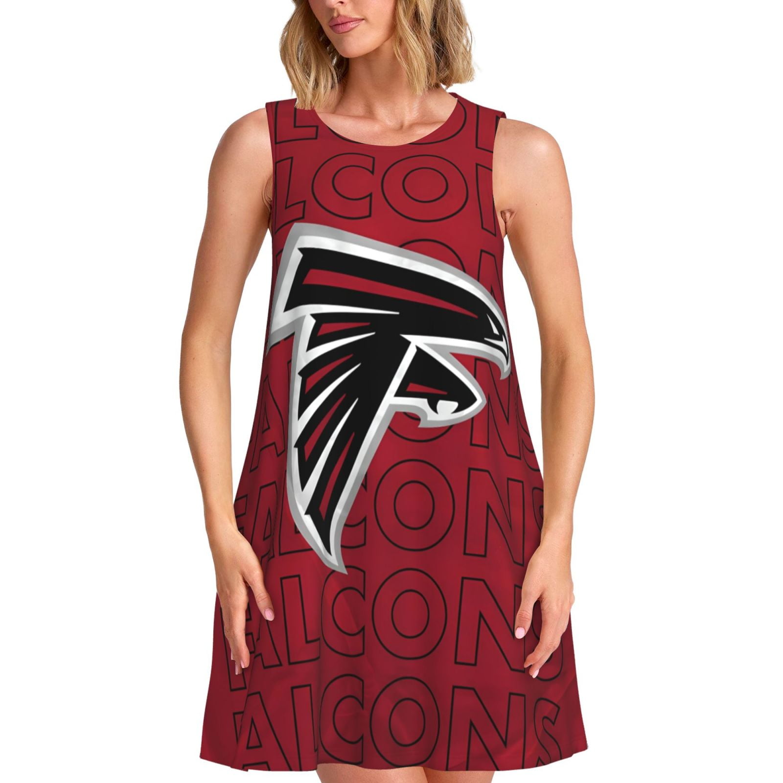 Atlanta Women's Sleeveless Dress Ball Team Print Round neck Dress with ...