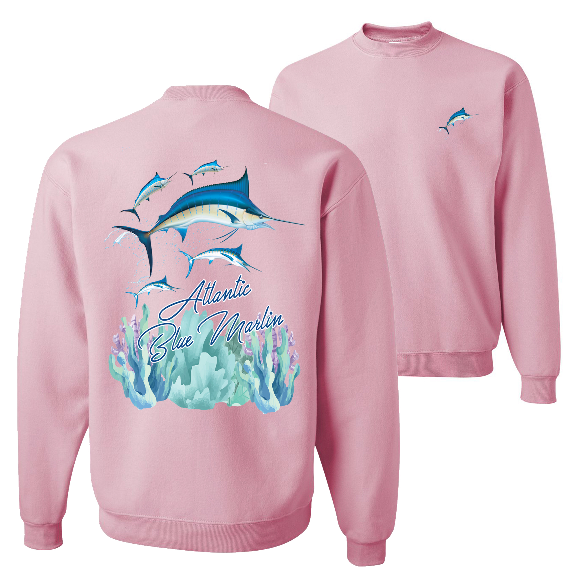 Atlantic Blue Marlin Fishing Lovers FONT AND BACK Mens Crew Neck ...