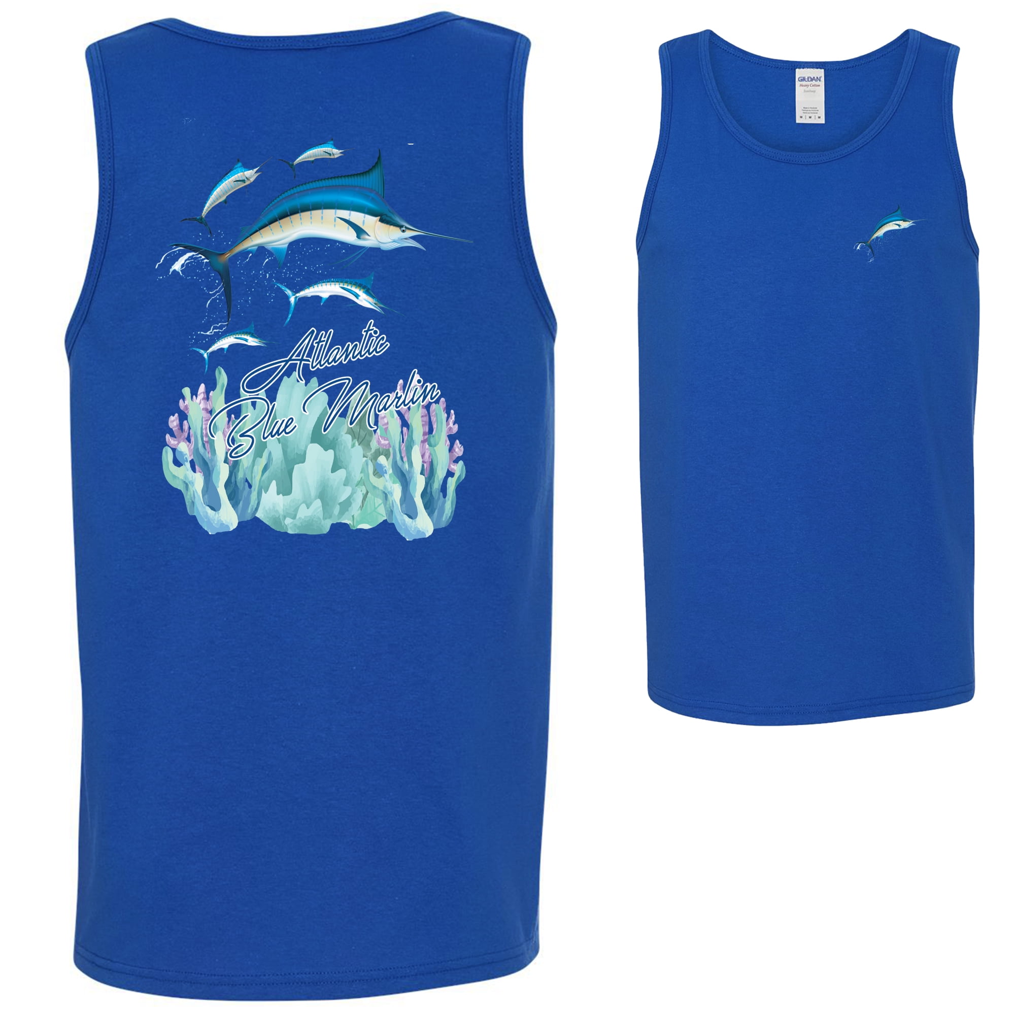 Atlantic Blue Marlin Fishing Lovers FONT AND BACK Mens Tank Top, Royal ...