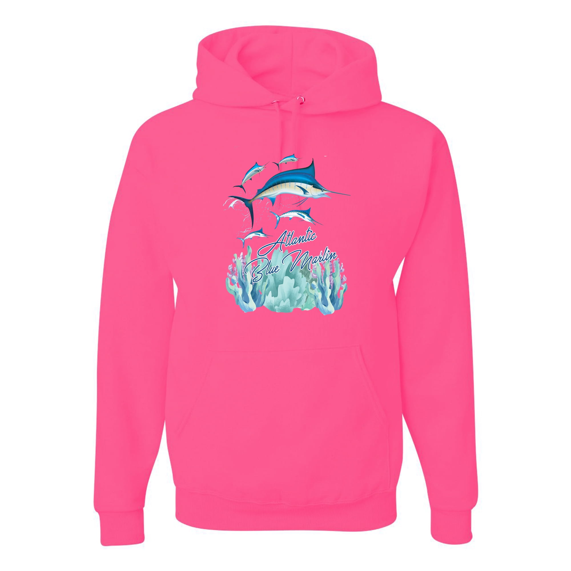 Atlantic Blue Marlin Fishing Lovers Mens Hoodies, Neon Pink, Medium ...