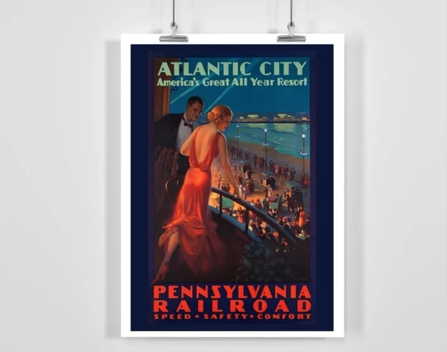 Atlantic City America'S Great All Year Resort Vintage Travel Poster Art ...