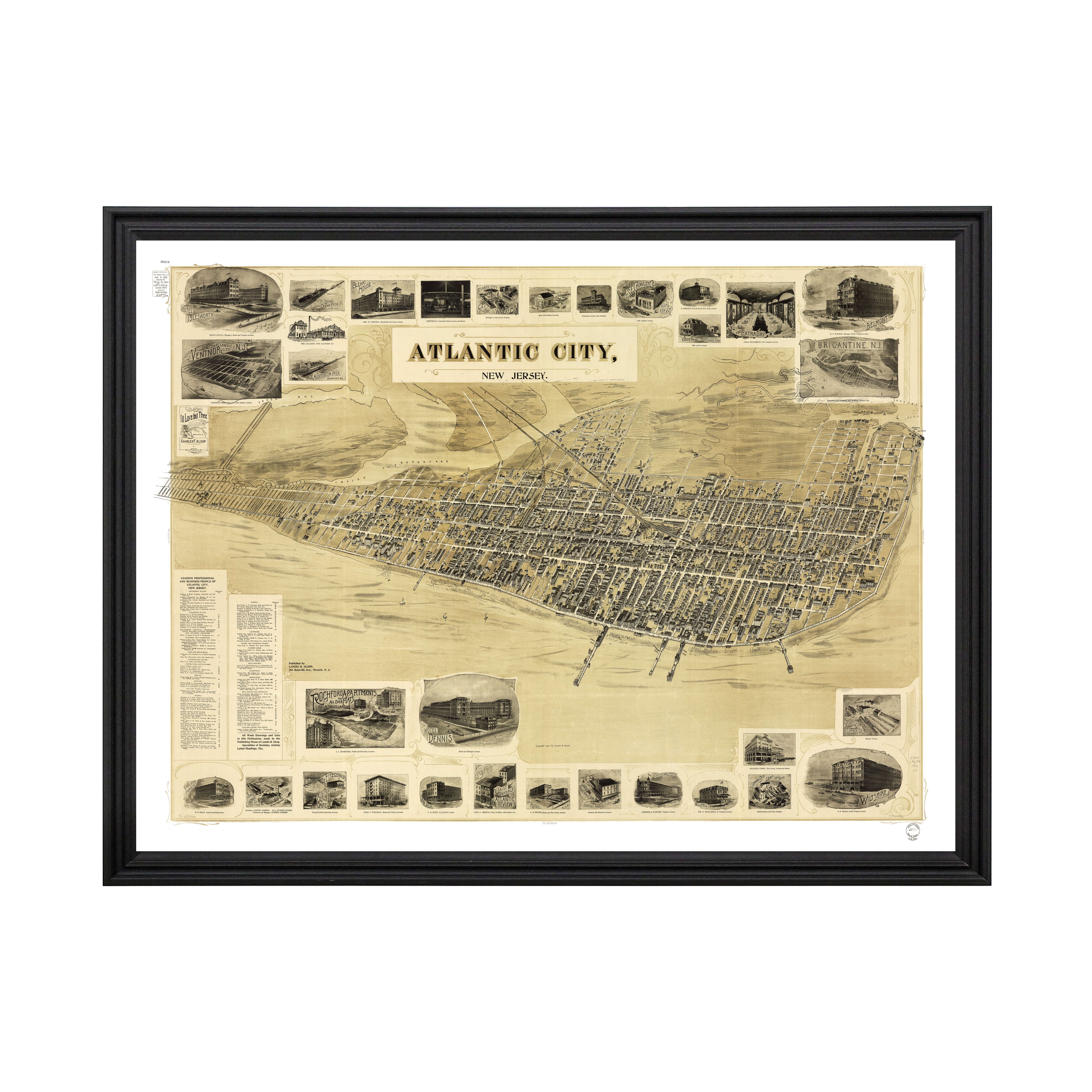 Atlantic City Art, 1900 Vintage Map of Atlantic City New Jersey, NJ ...