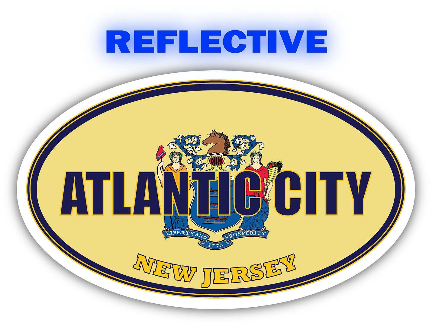 Atlantic City City New Jersey State Flag | NJ Flag Atlantic County Oval ...