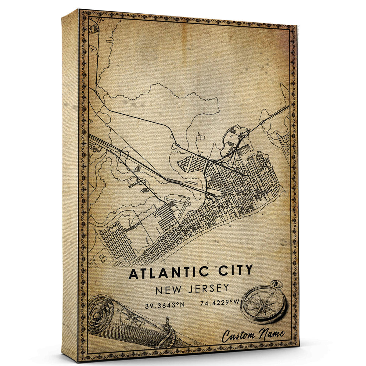 Atlantic City Map Poster, New Jersey Map Art Poster, Canvas, Atlantic ...