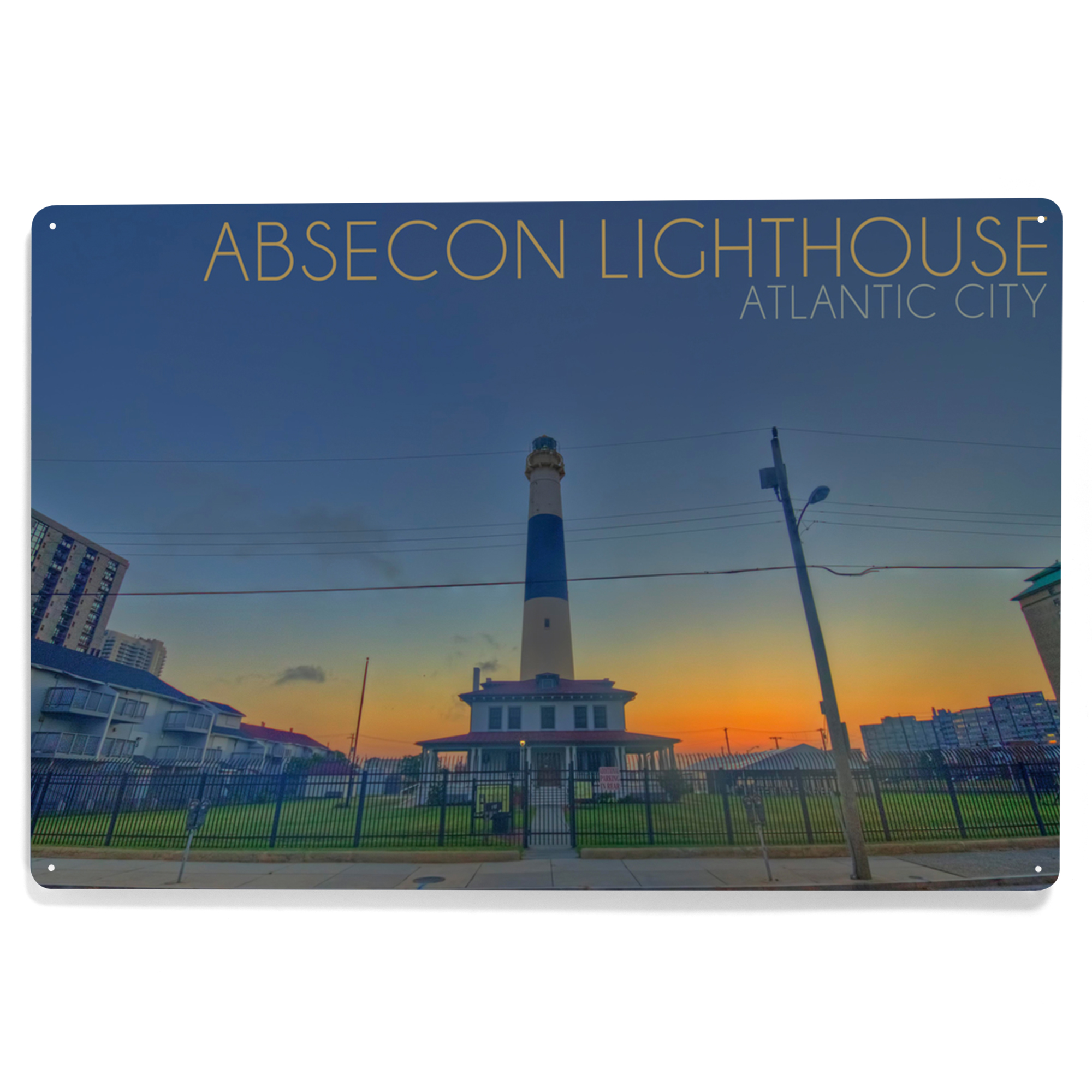 Atlantic City, New Jersey, Absecon Lighthouse and Sunset (12x18 ...