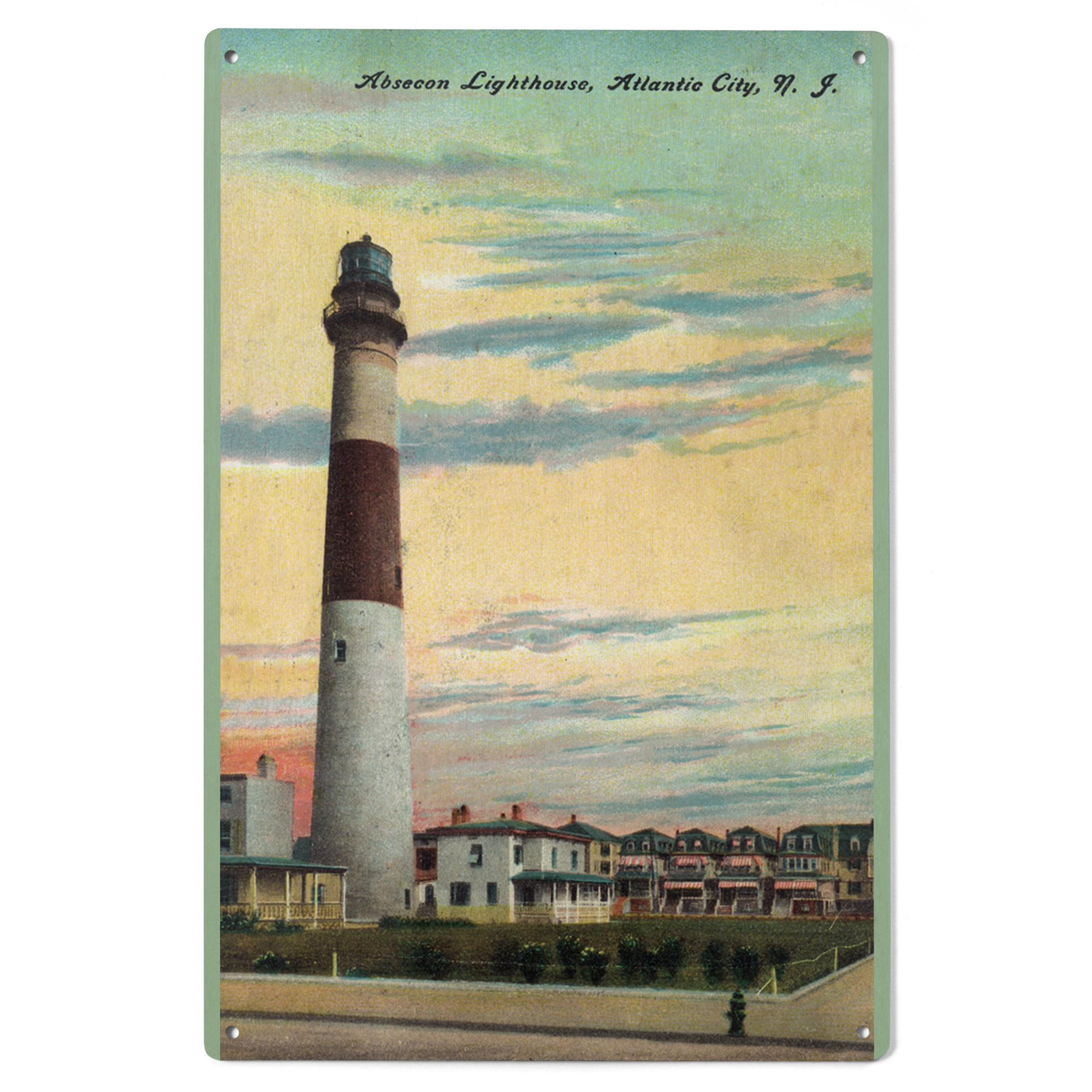 Atlantic City, New Jersey, View of Absecon Lighthouse Birch Wood Wall ...
