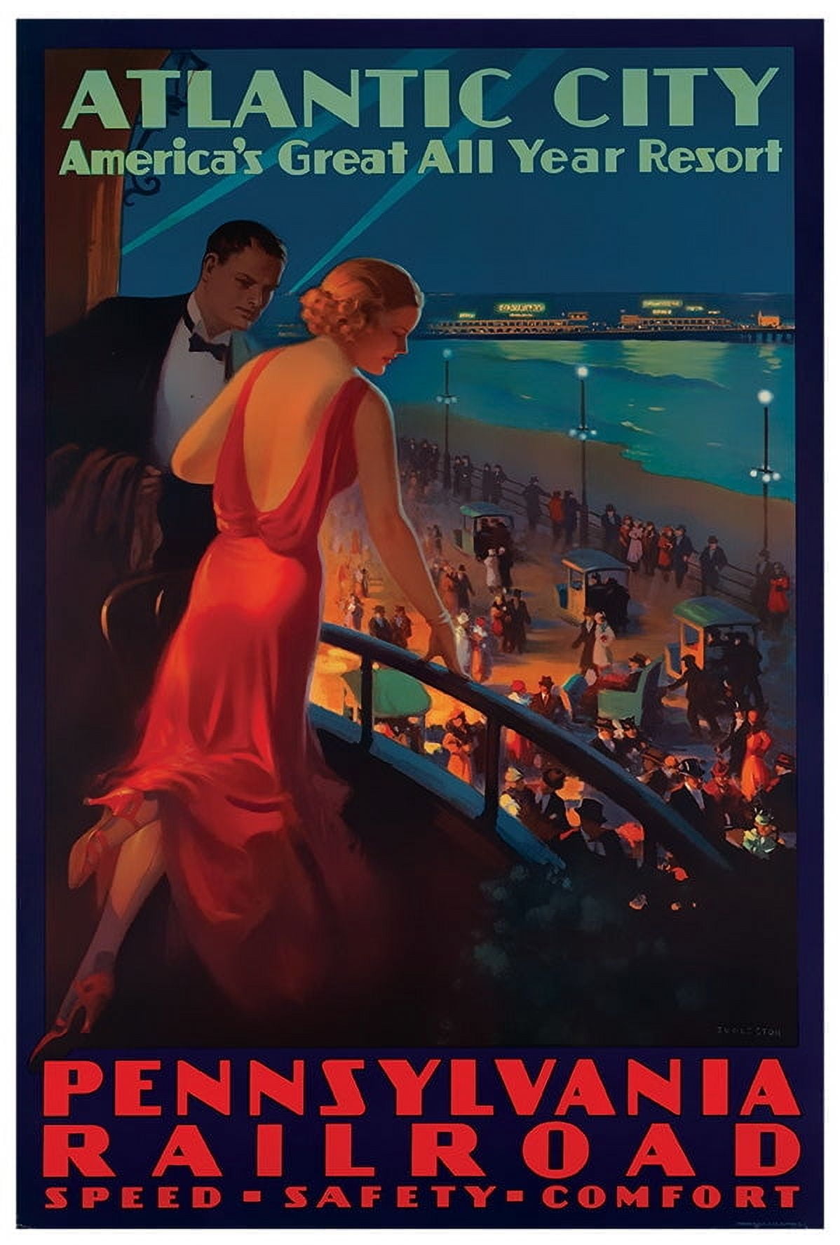 Atlantic City - Pennsylvania Railroad - Vintage Travel Poster ...