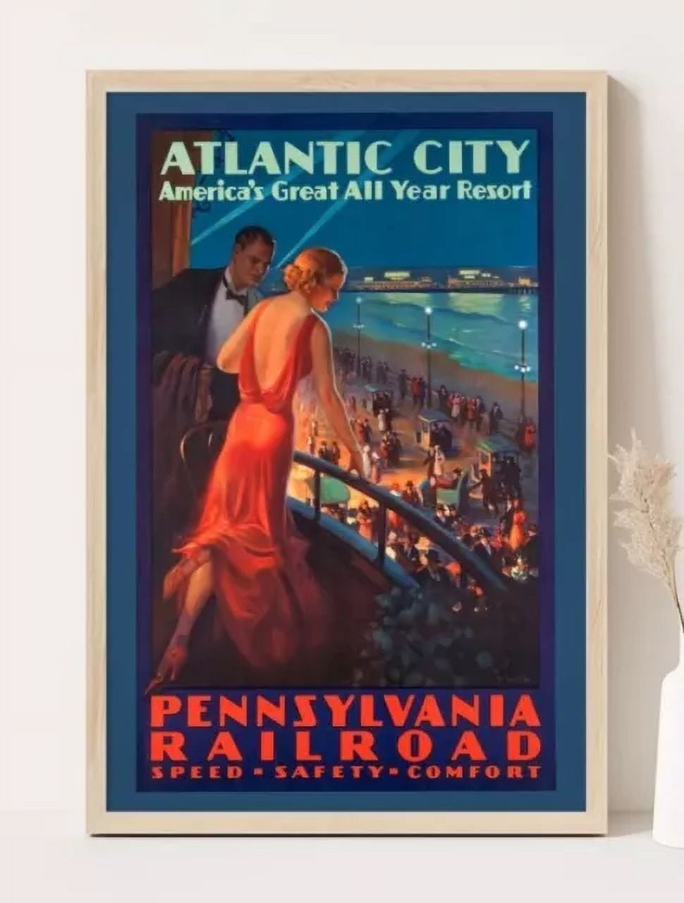 Atlantic City Pennsylvania Railroad Vintage Travel Poster Home Decor ...