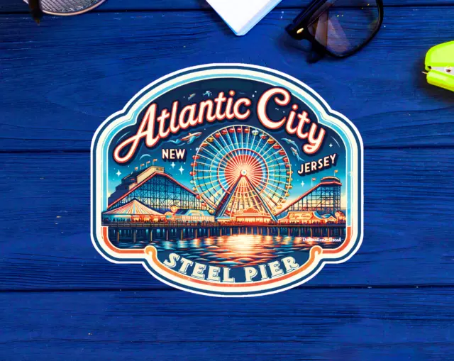 Atlantic City Sticker New Jersey Nj Sticker Indoor Outdoor Steel Pier ...