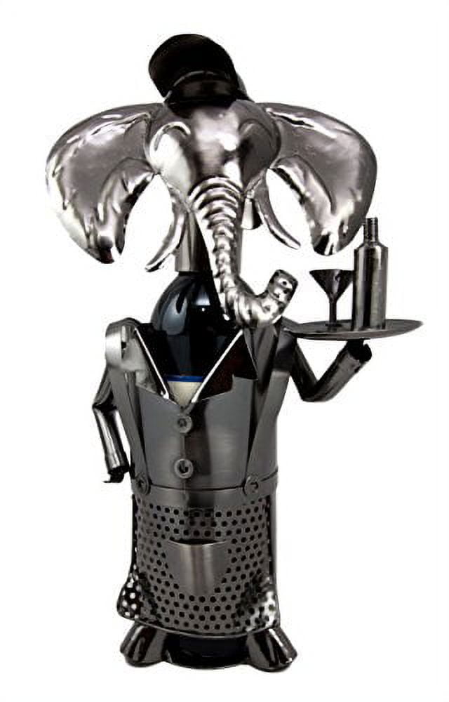 Atlantic Collectibles Pachy Elephant Waiter Hand Made Metal Wine Bottle ...