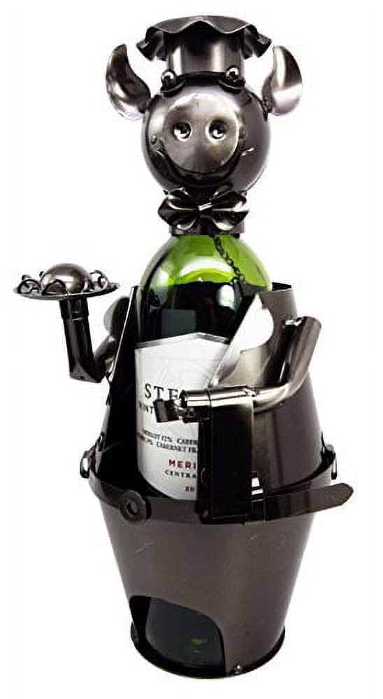 Atlantic Collectibles Waiter Pig Hand Made Metal Wine Bottle Holder ...
