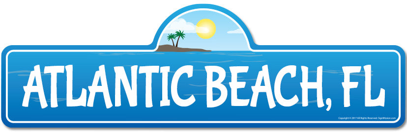 Atlantic FL Florida Beach Street Sign | Indoor/Outdoor | Surfer Ocean ...