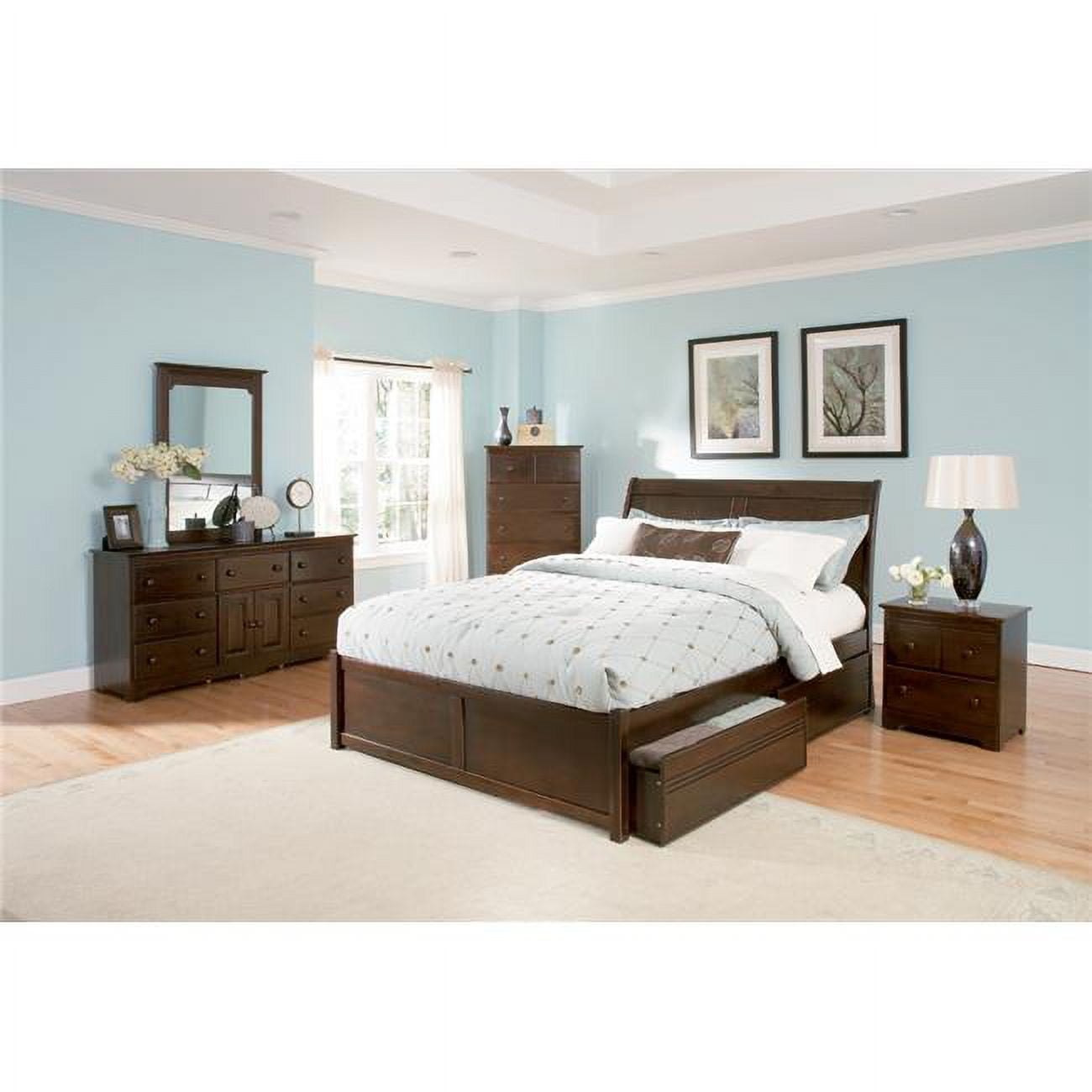 AFI Bordeaux King Solid Wood Platform Panel Bed in Walnut - Walmart.com