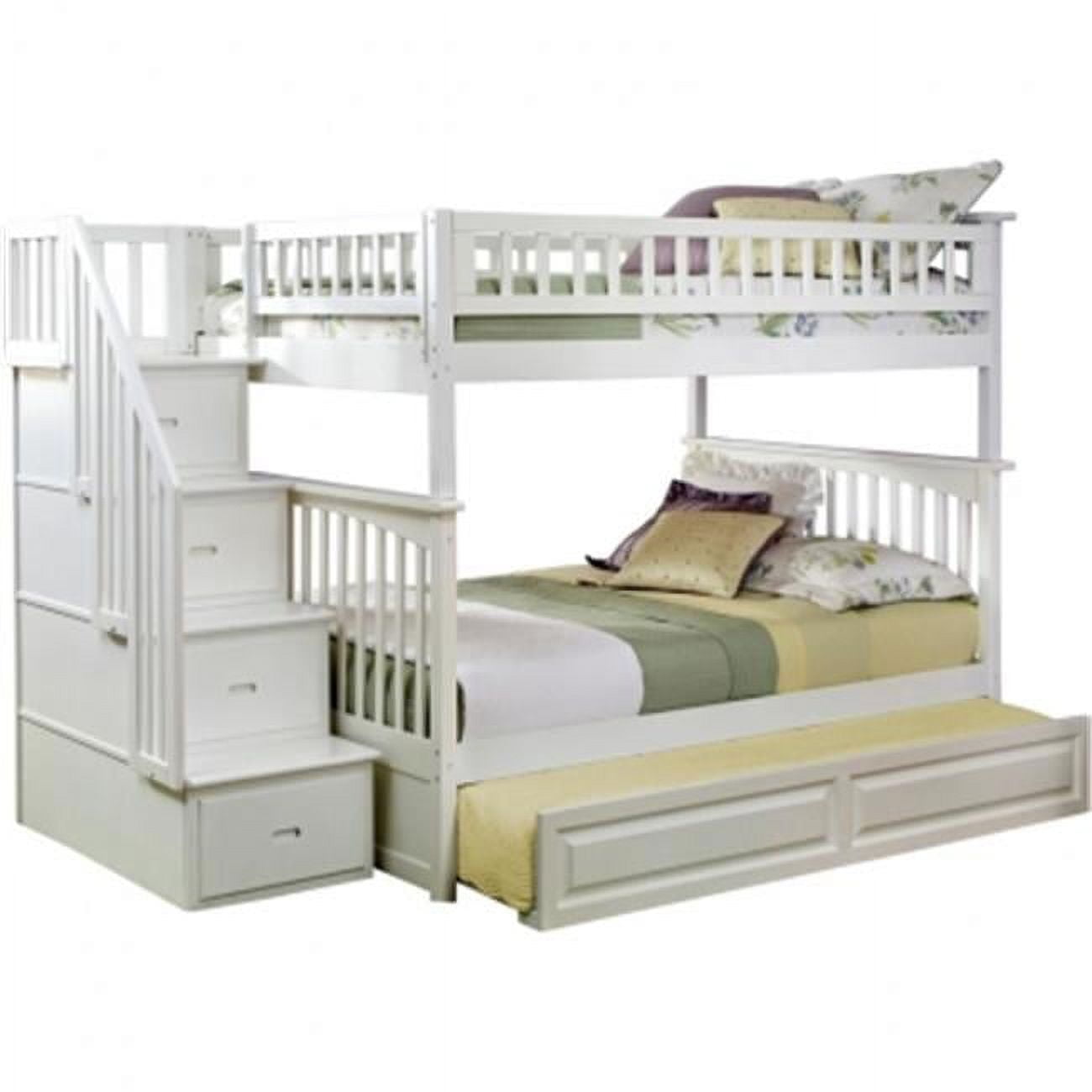 Atlantic Furniture Columbia Staircase Bunkbed with Raised Panel Trundle ...