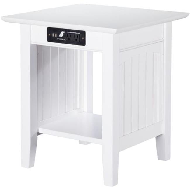 Atlantic Furniture Nantucket End Table with Charger, White - Walmart.com