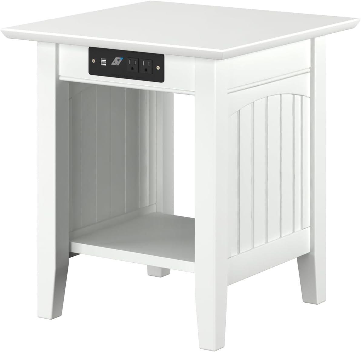 Atlantic Furniture Nantucket End Table with Charging Station, White, 20 ...