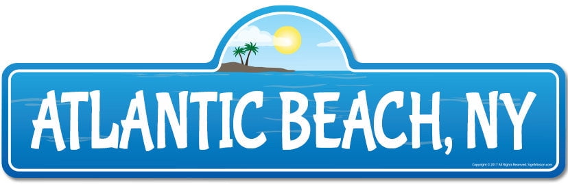 Atlantic NY New York Beach Street Sign | Indoor/Outdoor | Surfer Ocean ...