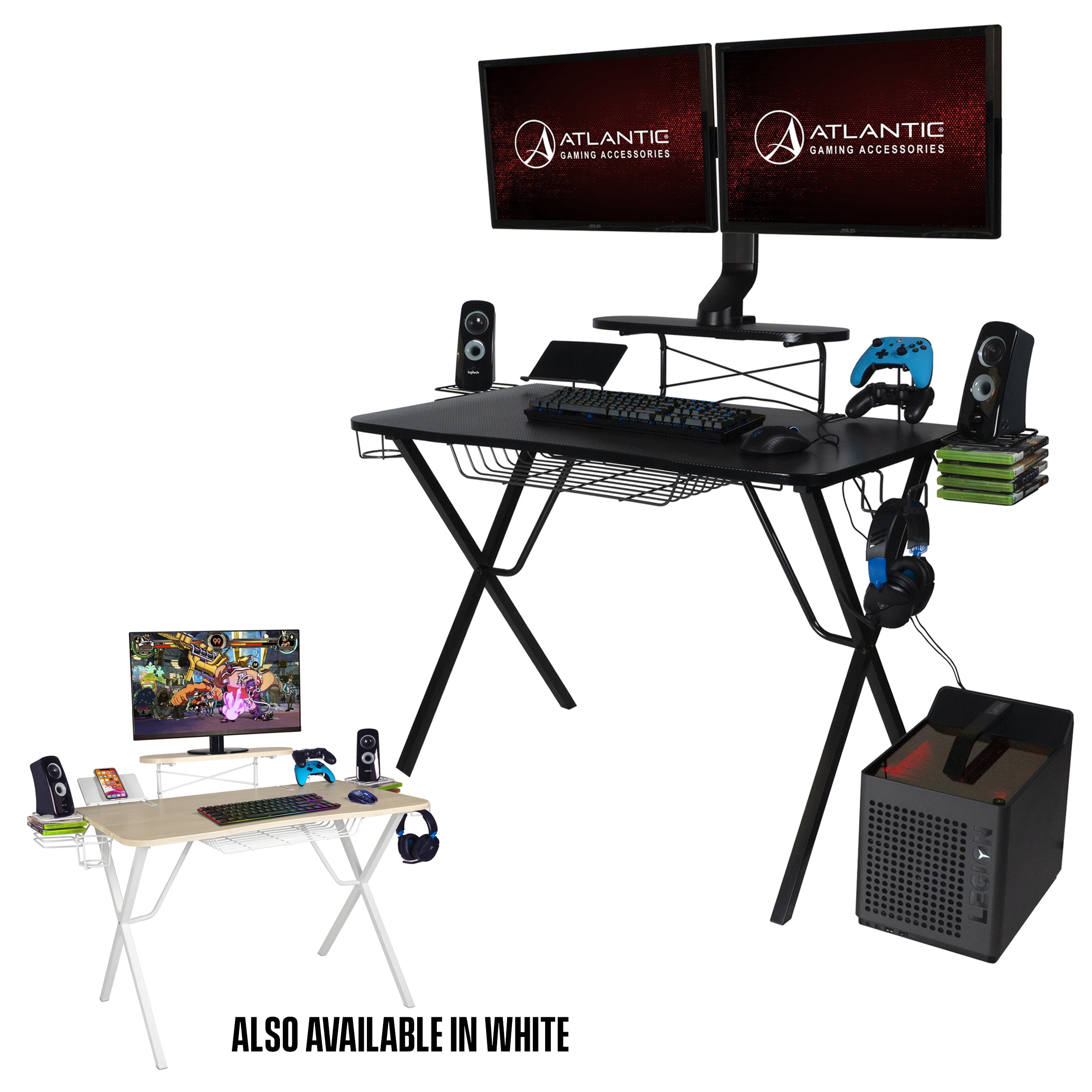 Atlantic Professional Gaming Desk Pro with Built-in Storage, Metal ...