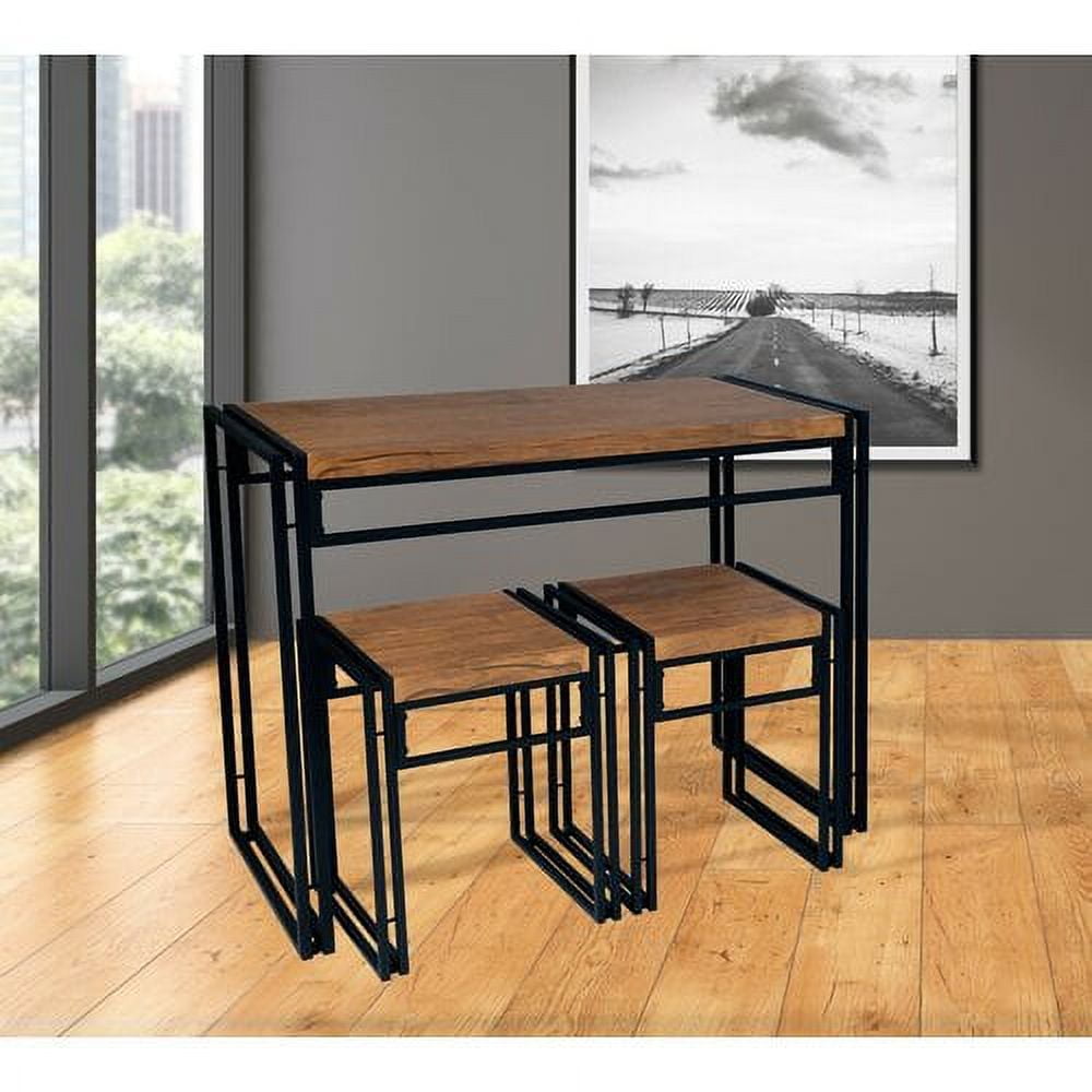 Atlantic Small Space 3-Pc Dining Set, Wood & Black Metal - Walmart.com