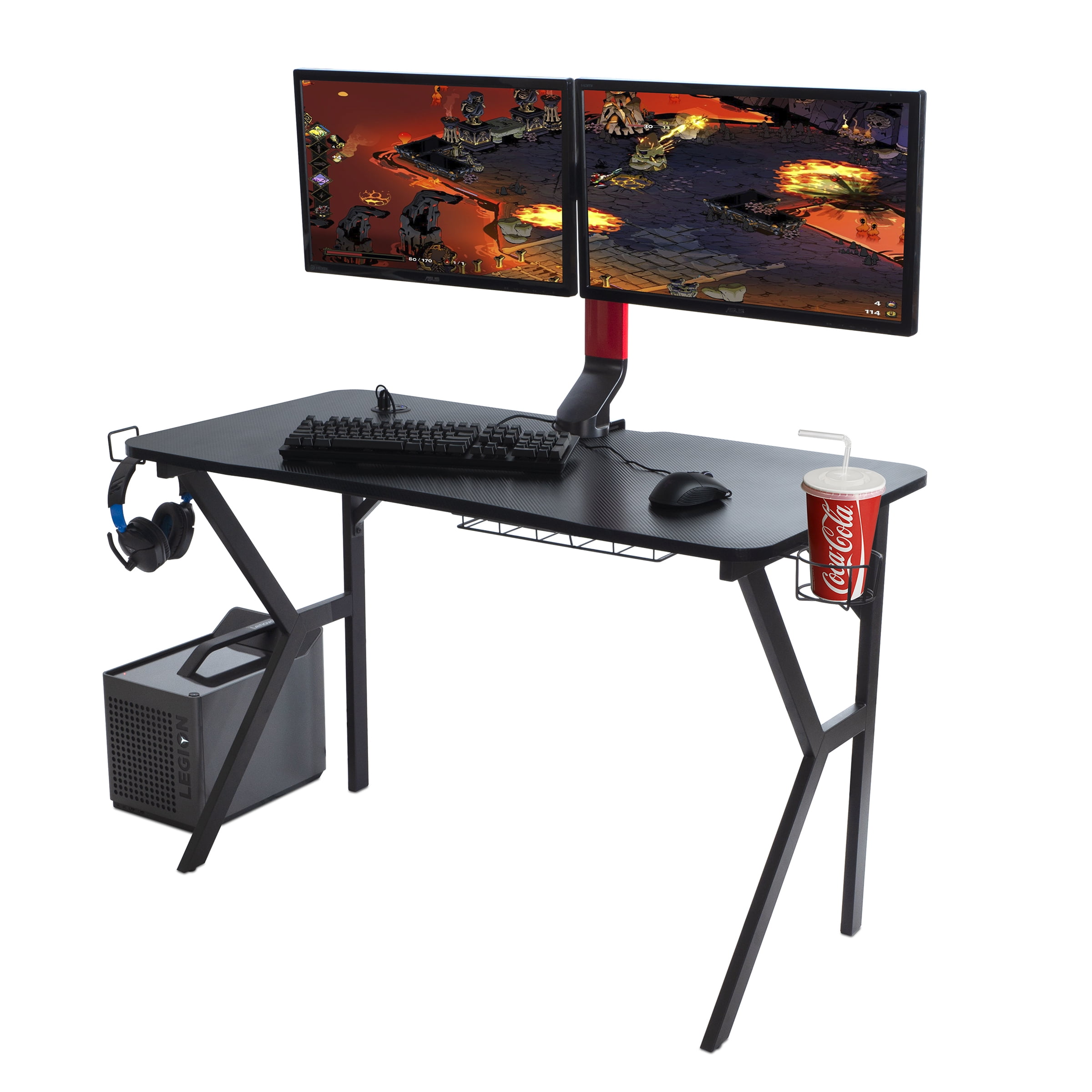 Atlantic Spectrum Gaming Desk with LED Lighting and Cable Management ...
